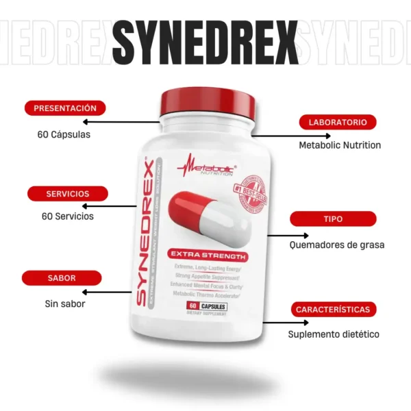 Synedrex 60 Capsulas Metabolic Nutrition - Quema Grasa | Nutrafit