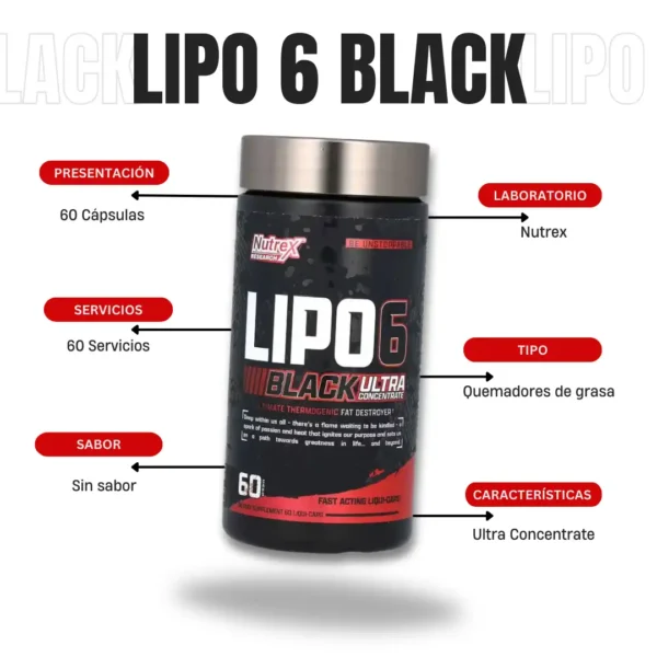 Lipo 6 Black Ultra Concentrate 60 Capsulas - Quema Grasa | Nutrafit